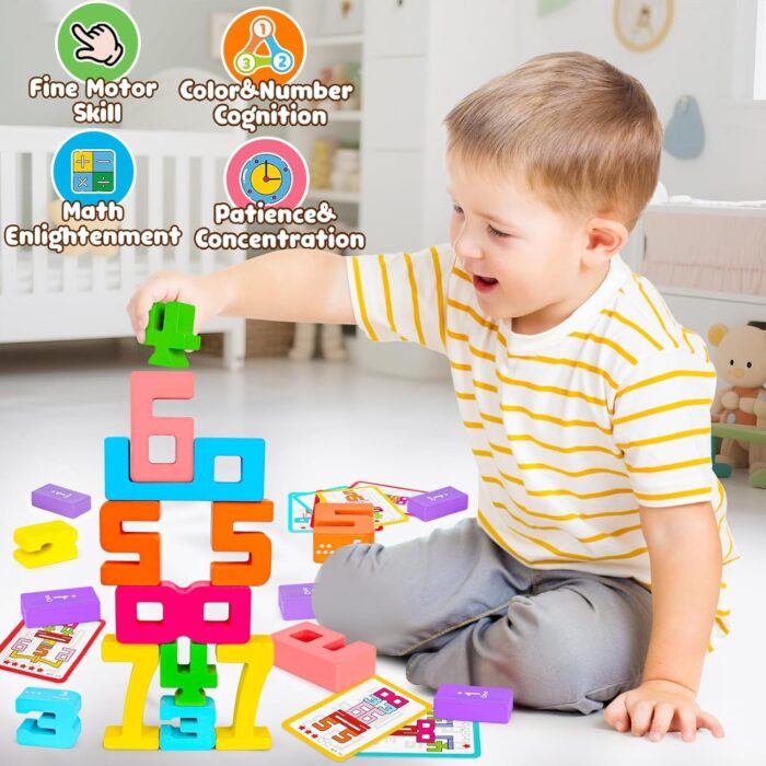 2-in-1 NumBlox Wooden Educational Blocks for Toddlers | CartWe.com