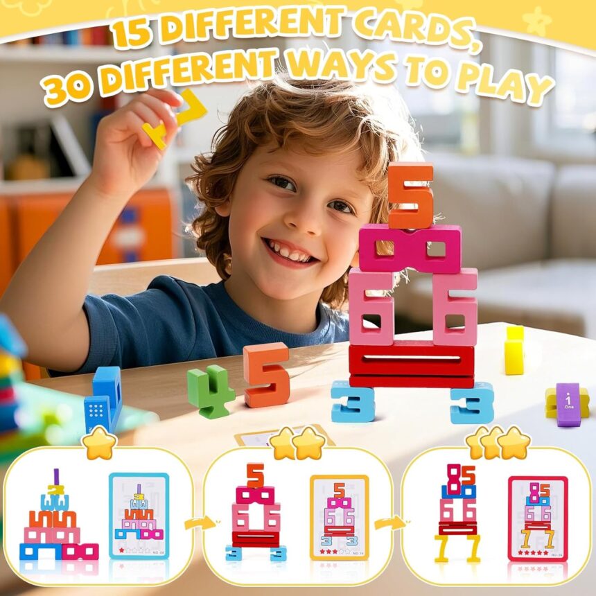 2-in-1 NumBlox Wooden Educational Blocks for Toddlers | CartWe.com