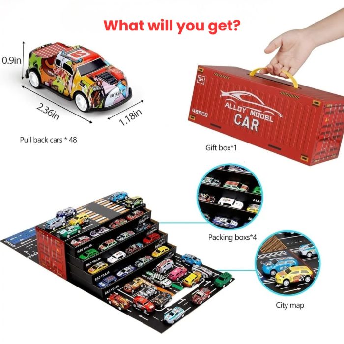 48 Pcs Pull Back Car Toy Set – Zooming Fun for Kids | CartWe.com